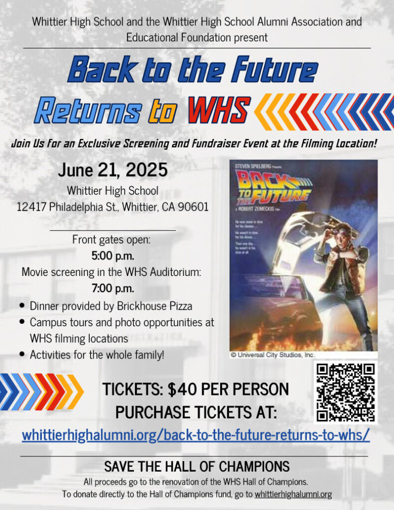 Back to the Future Returns to WHS - Whittier High Alumni